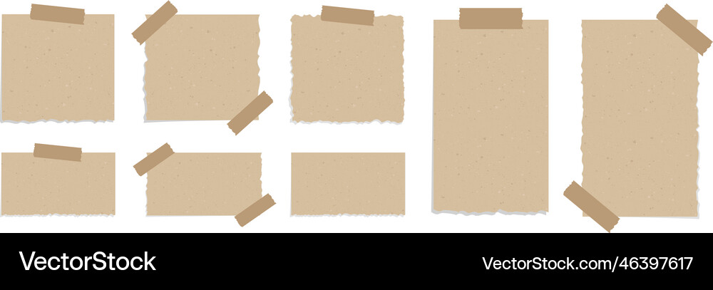 Vintage brown torn paper set recycled memo note Vector Image
