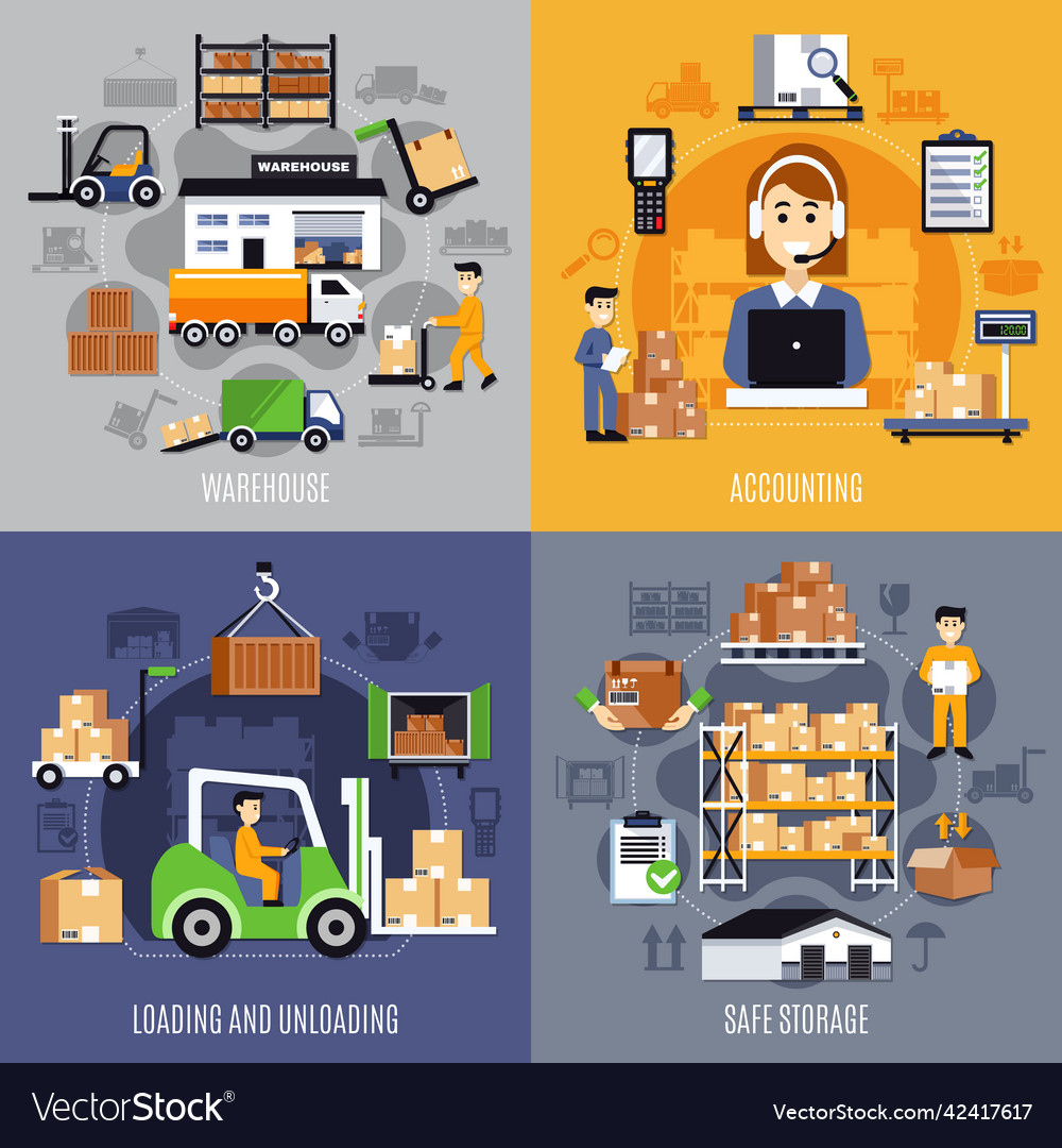 Warehouse flat concept Royalty Free Vector Image