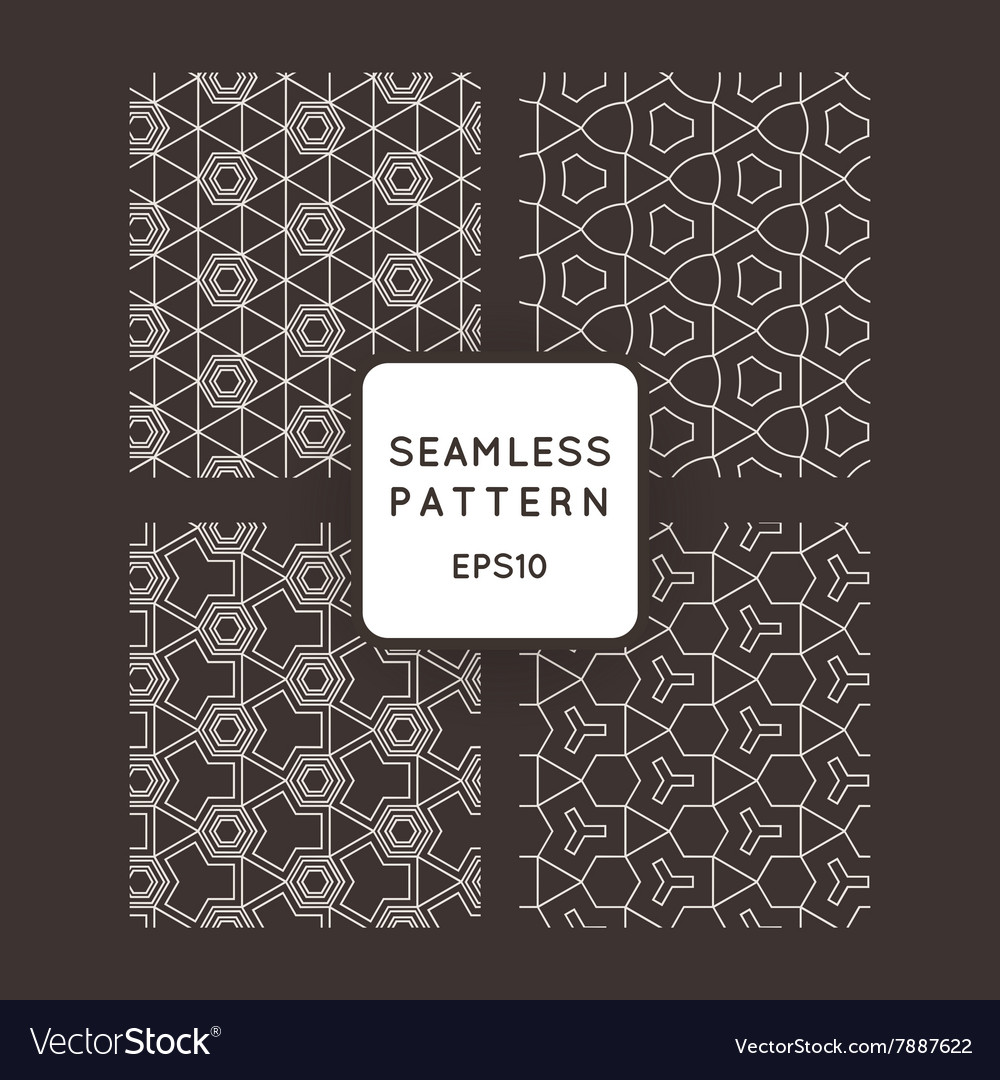 A set of four seamless floral and geometric Vector Image