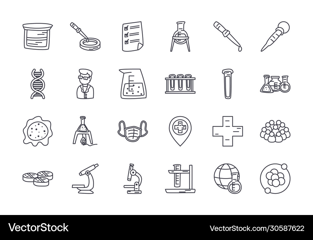 Chemical and science icon set line style Vector Image