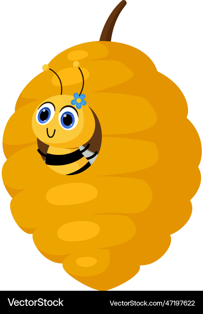 Cute cartoon bee peeking from hive isolated Vector Image