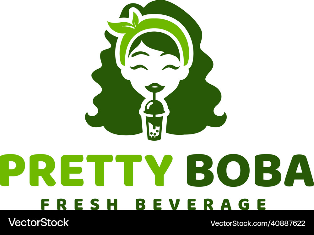 Modern colorful design pretty boba logo Royalty Free Vector