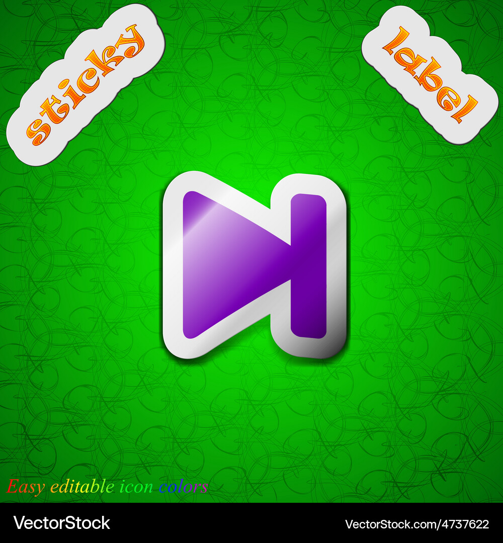 Next track icon sign symbol chic colored sticky Vector Image