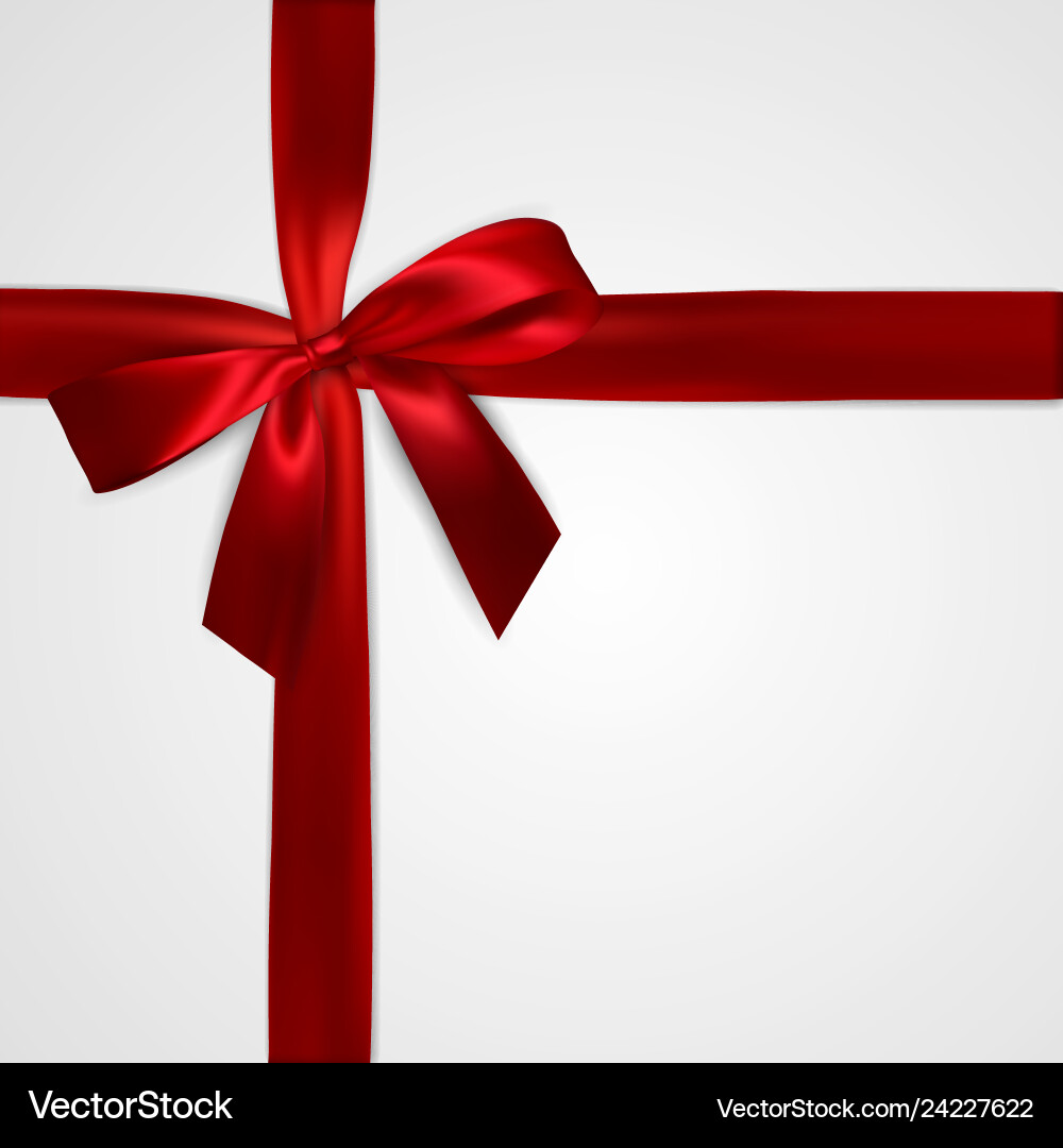 Realistic red bow with crosswise ribbons Vector Image
