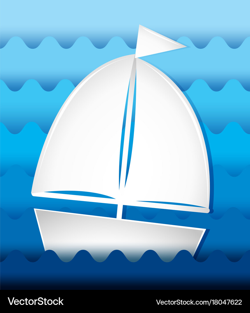 Sailboat sailing at sea Royalty Free Vector Image