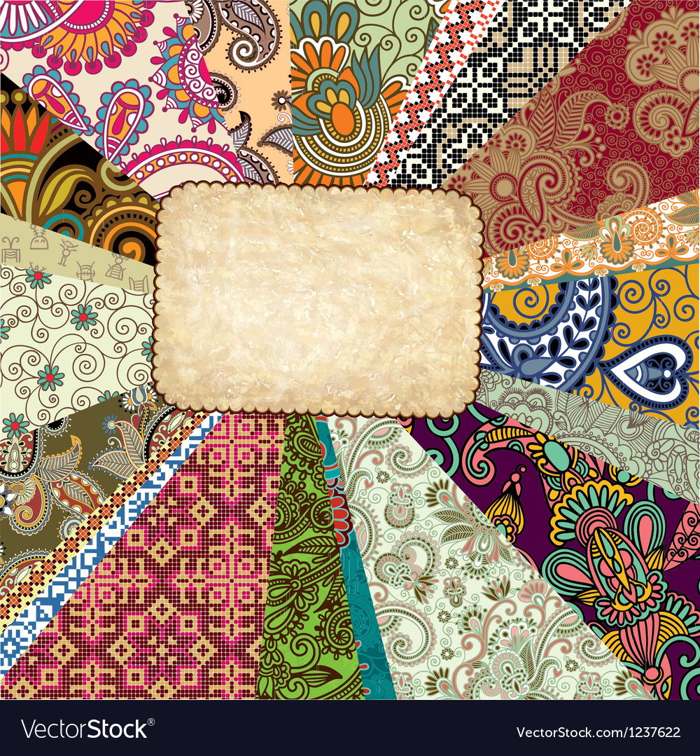 Scrap background ornamental patchwork technique Vector Image