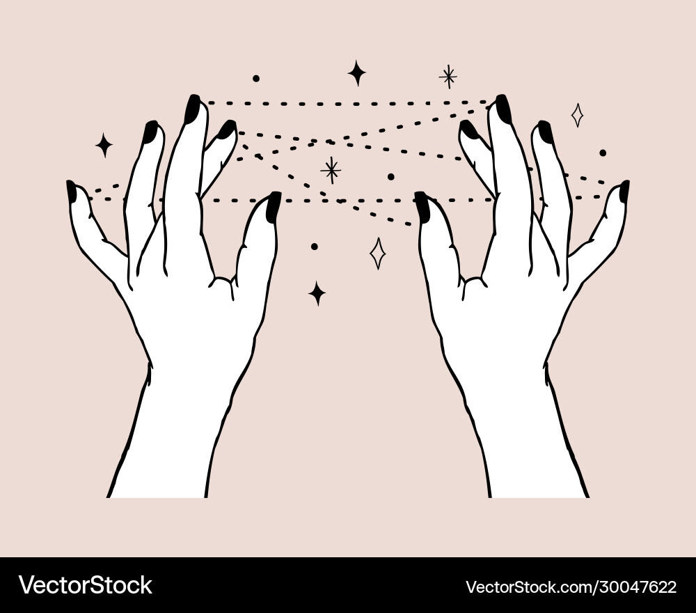 Womens hands holding stars trendy linear Vector Image