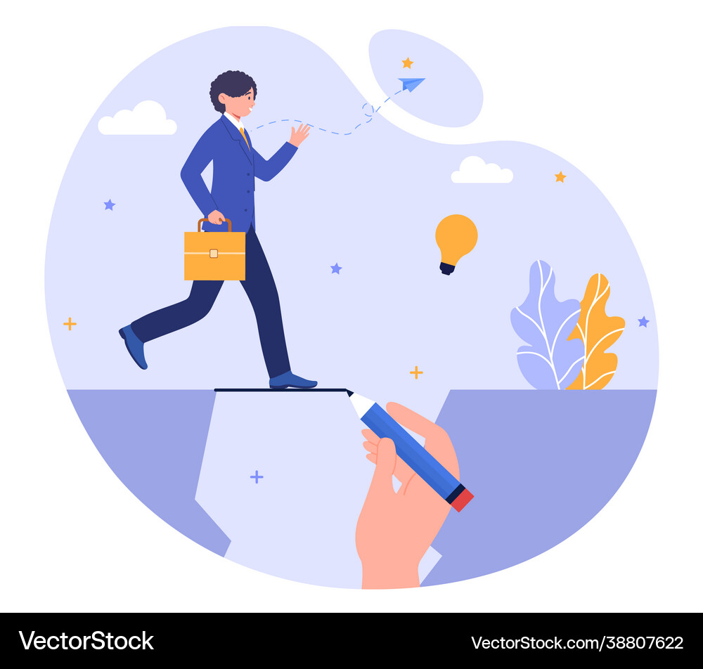 Young male character is getting business support Vector Image
