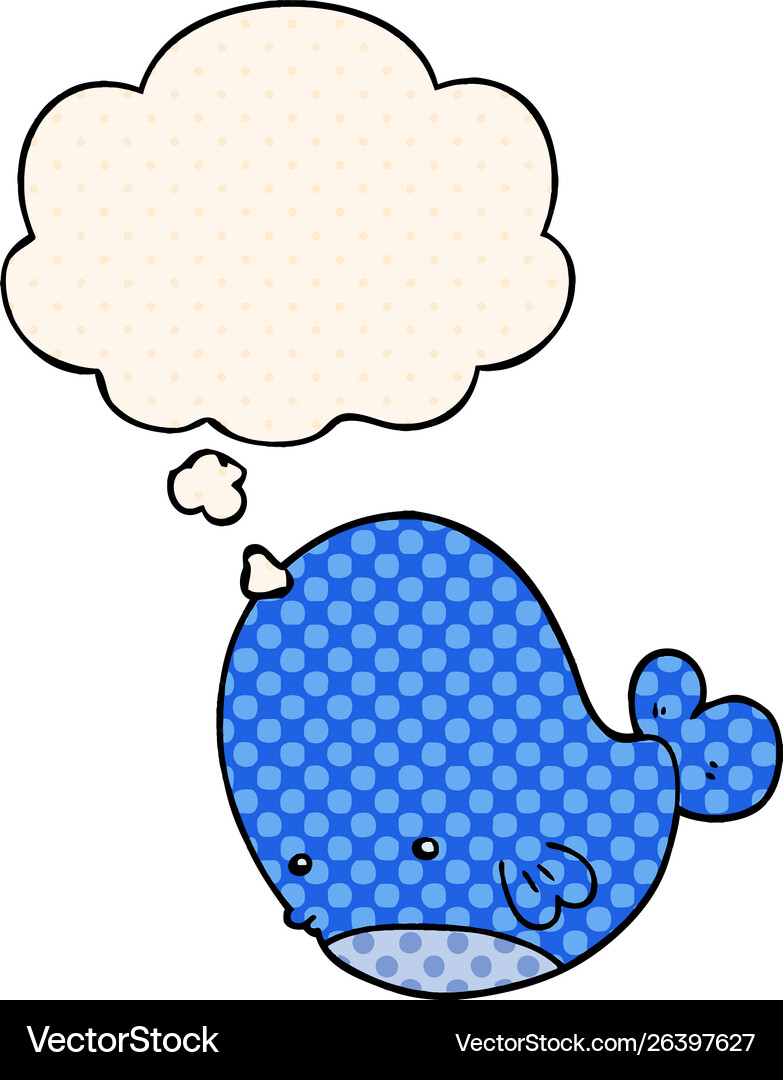 Cartoon whale and thought bubble in comic book Vector Image
