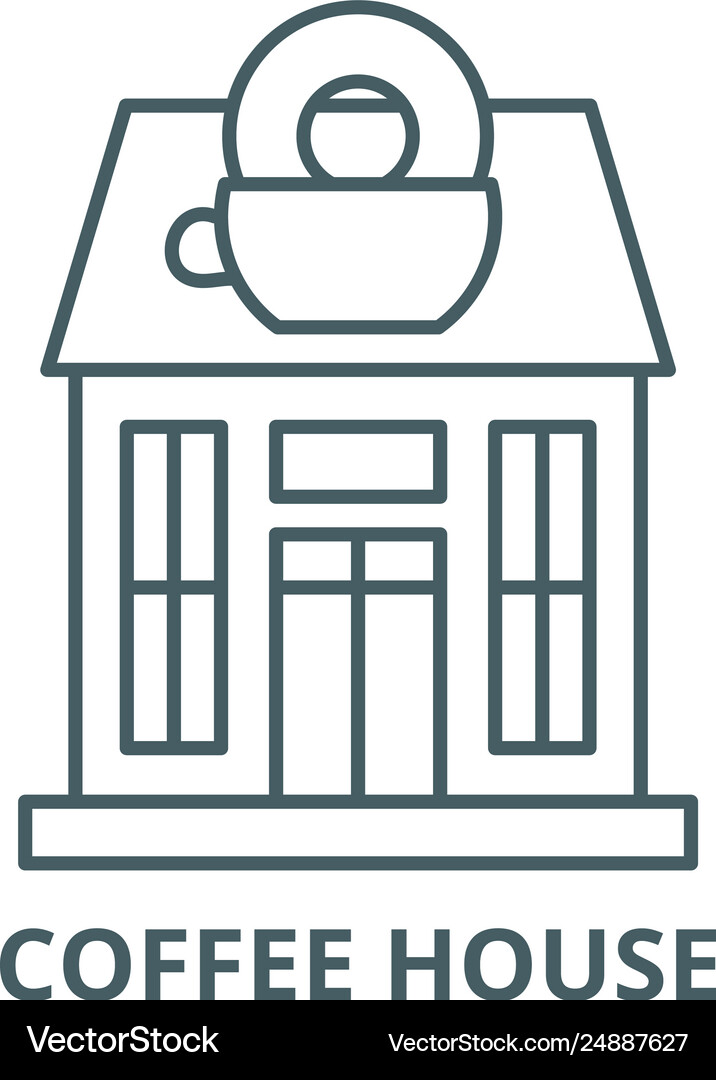 Coffee house line icon house Royalty Free Vector Image