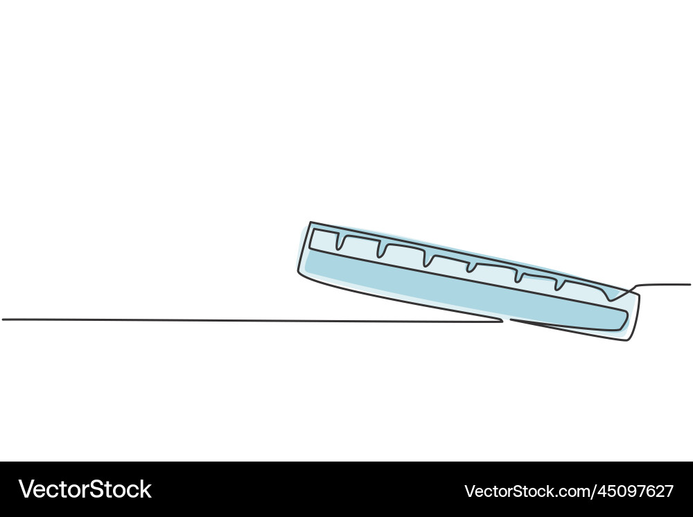 Continuous one line drawing of plastic ruler to Vector Image