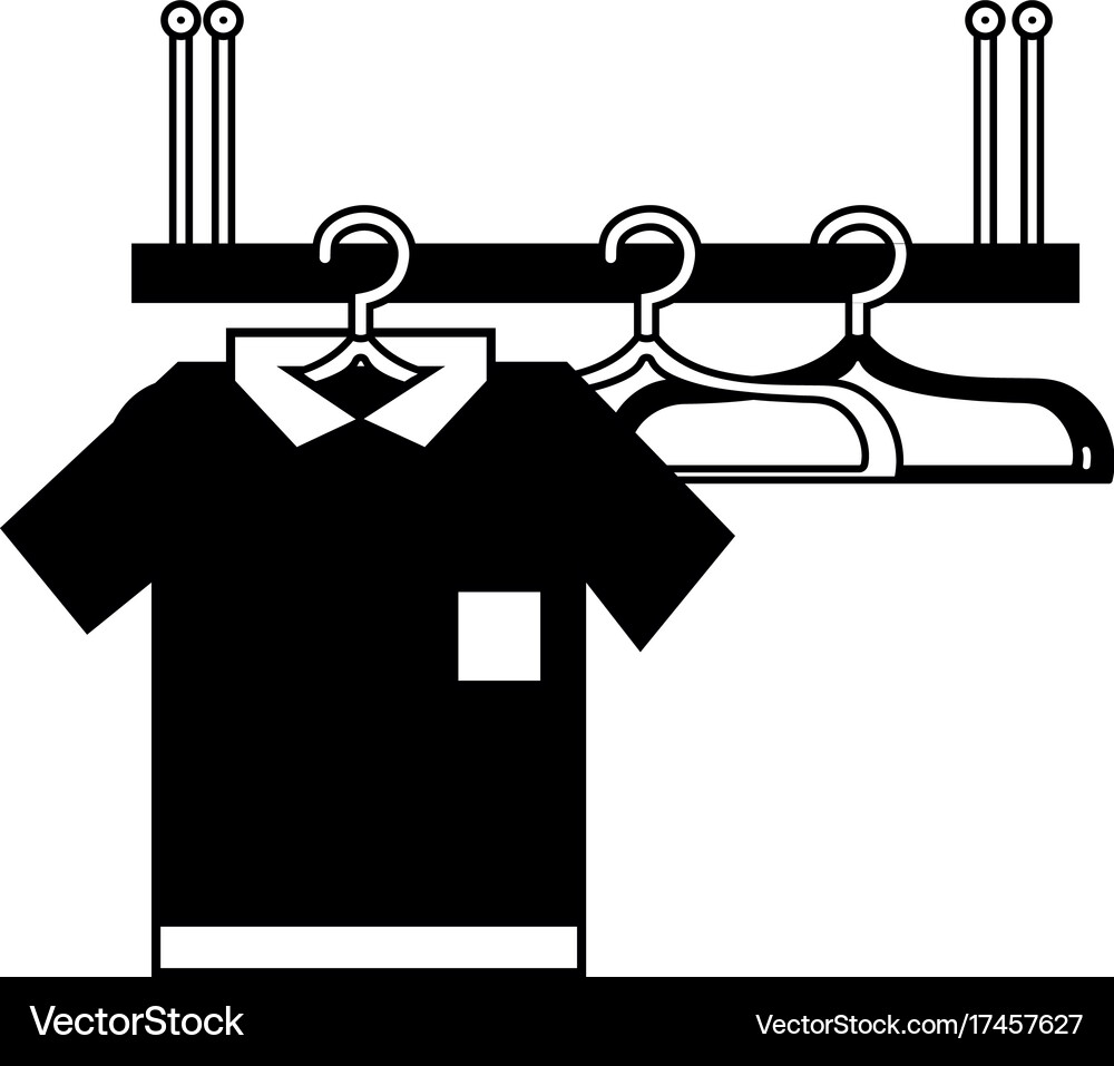 Contour shelf design with clothes hanging icon Vector Image