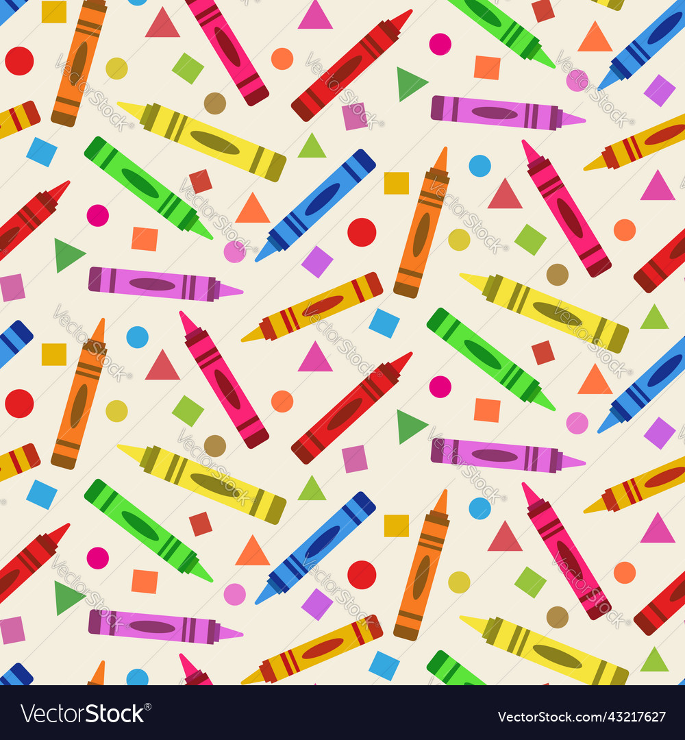 Crayons seamless pattern with geometric shapes Vector Image