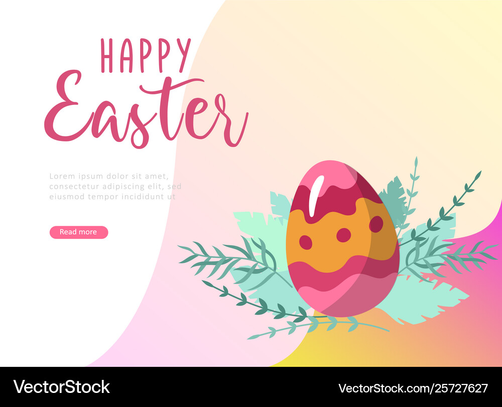 Easter landing page template with cartoon painted Vector Image
