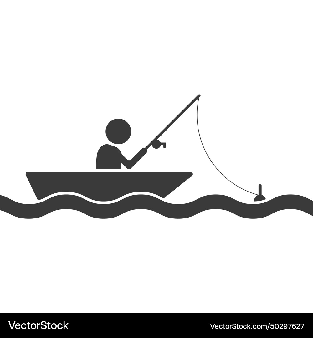 Fisherman on a boat glyph icon Royalty Free Vector Image