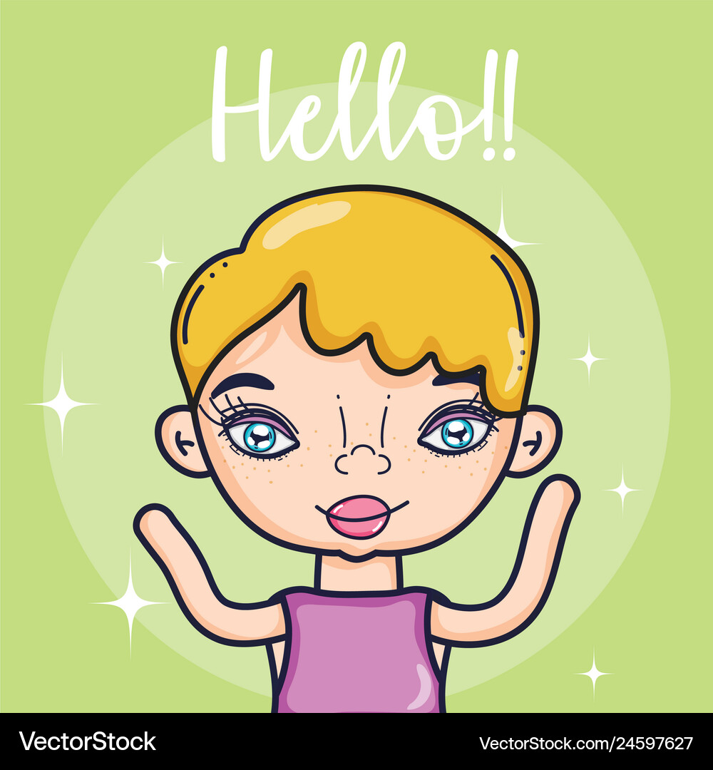 Girl saying hello cartoon Royalty Free Vector Image