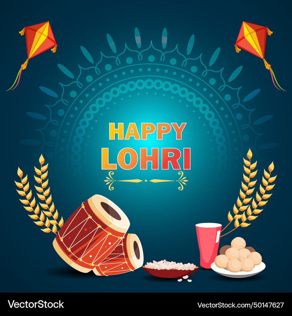 Happy lohri greeting card Royalty Free Vector Image