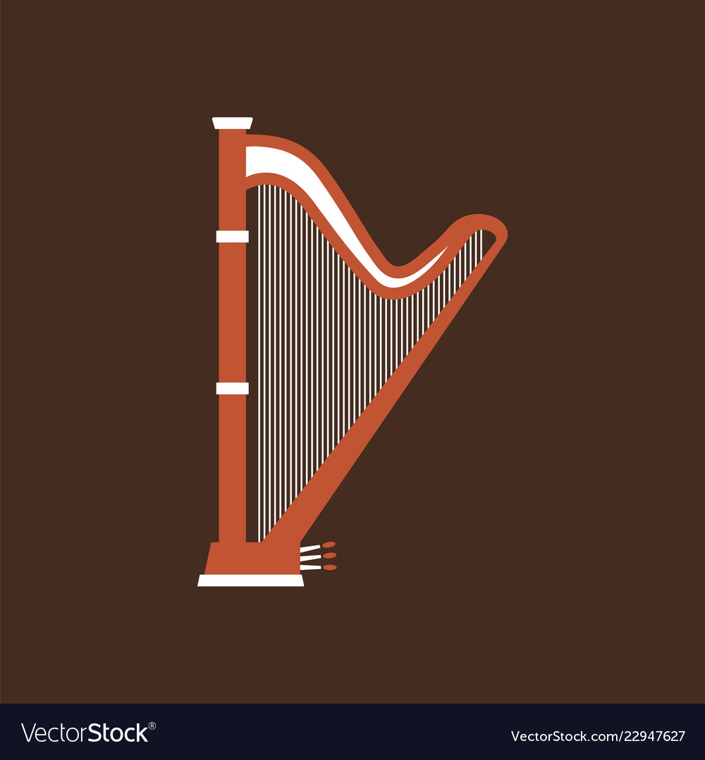 Harp flat icon classic music instrument Royalty Free Vector