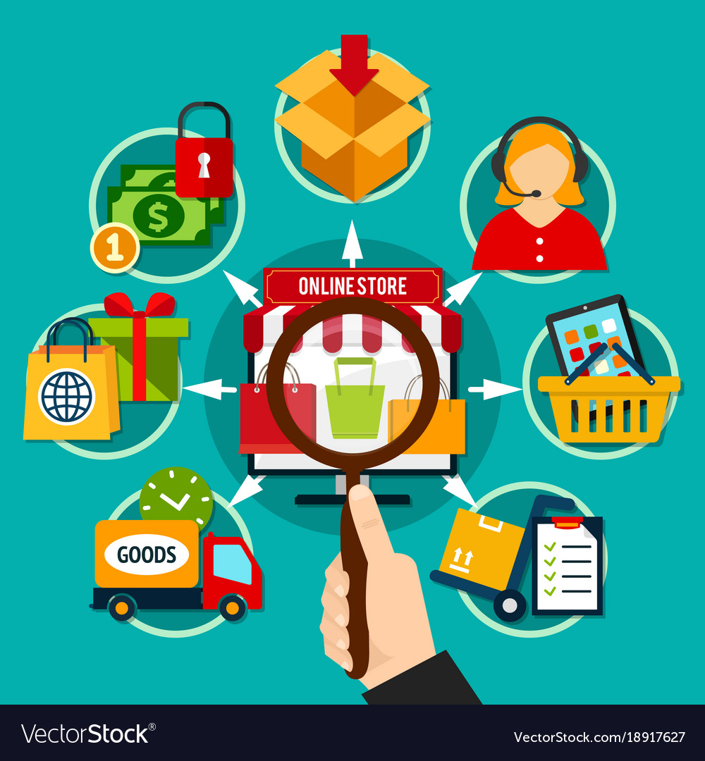 Internet store composition Royalty Free Vector Image