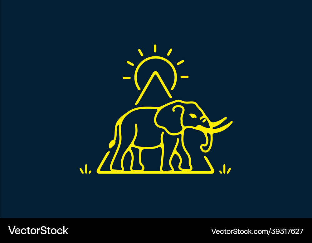 Line art of elephant Royalty Free Vector Image