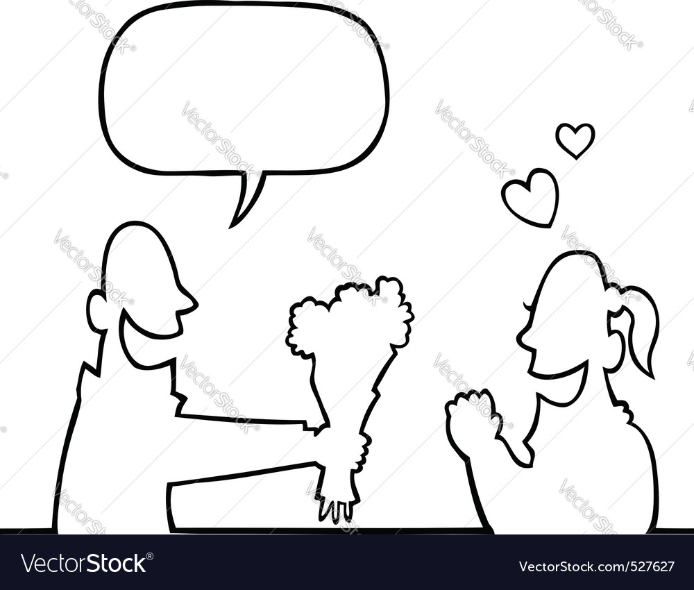 Man giving flowers to a woman Royalty Free Vector Image Man giving flowers to a woman Royalty Free Vector Image