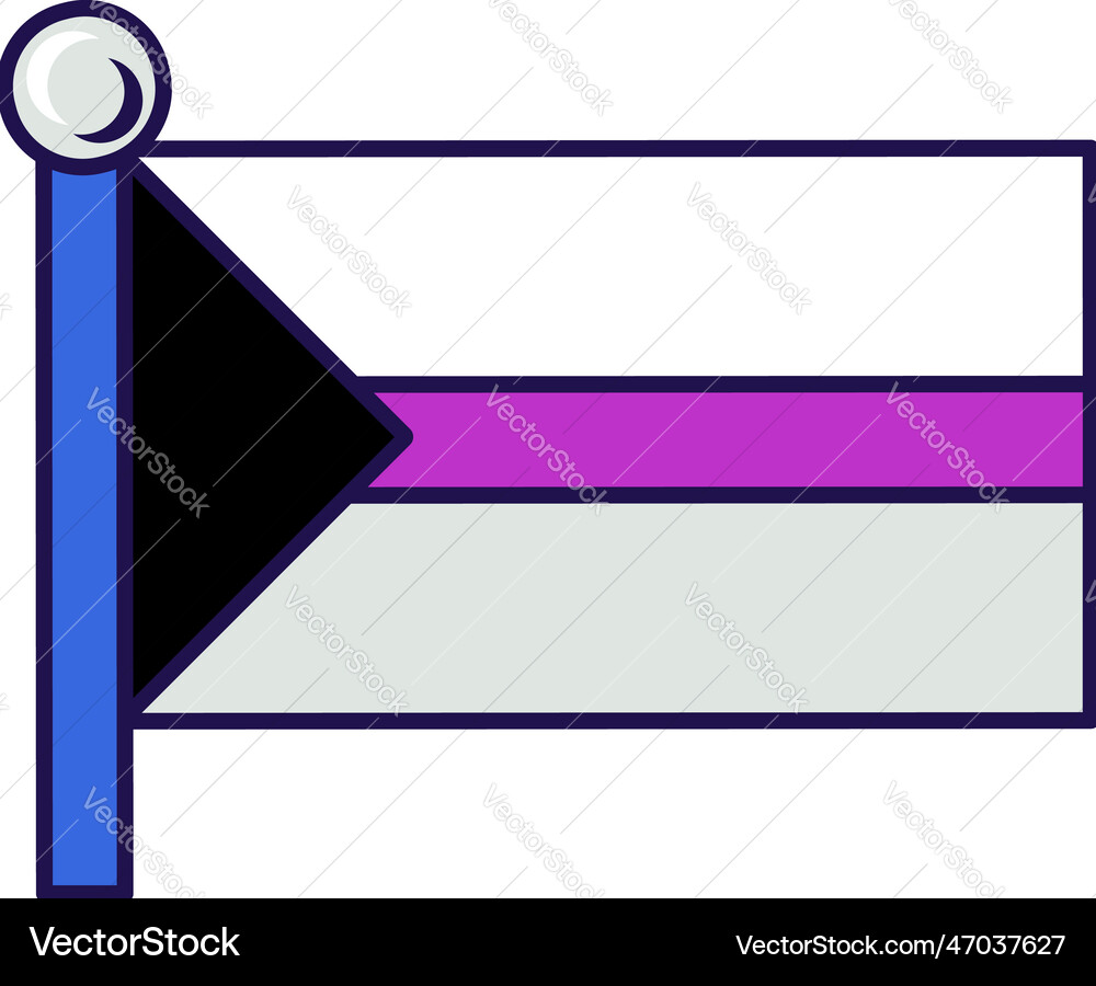 Outline flagpole flag demi sexual pride Royalty Free Vector