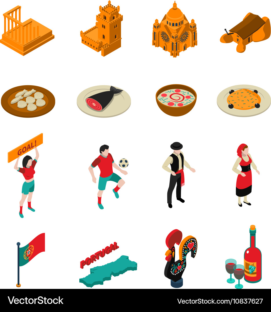 Portugal icons set Royalty Free Vector Image - VectorStock