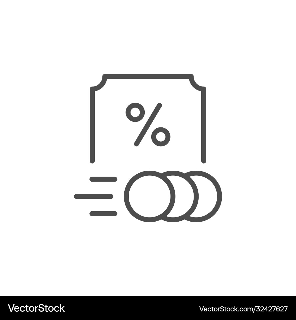 Royalty rate line outline icon Royalty Free Vector Image