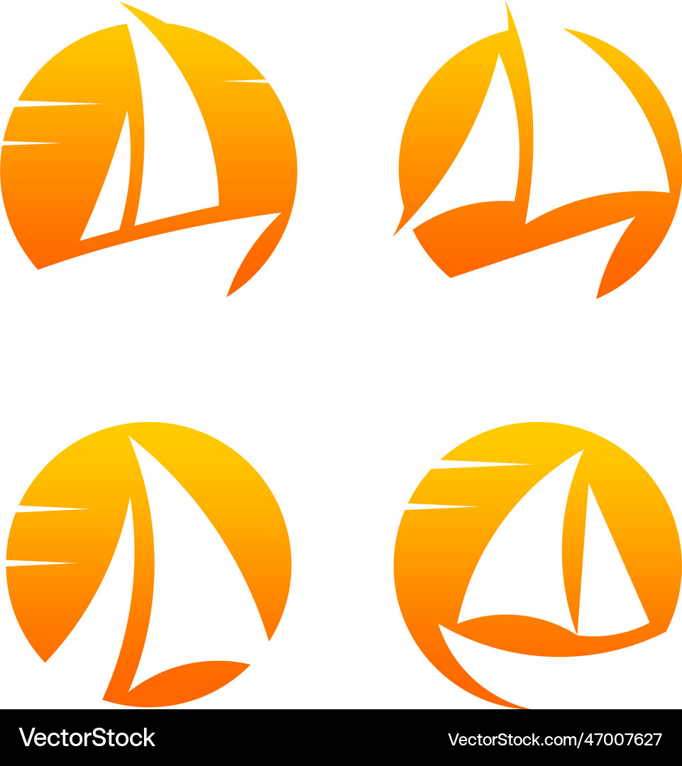 Sailboat logo with sun or moon logo Royalty Free Vector
