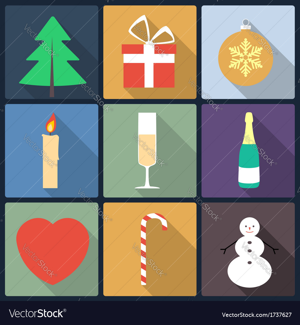 Set of christmas icons flat icons Royalty Free Vector Image