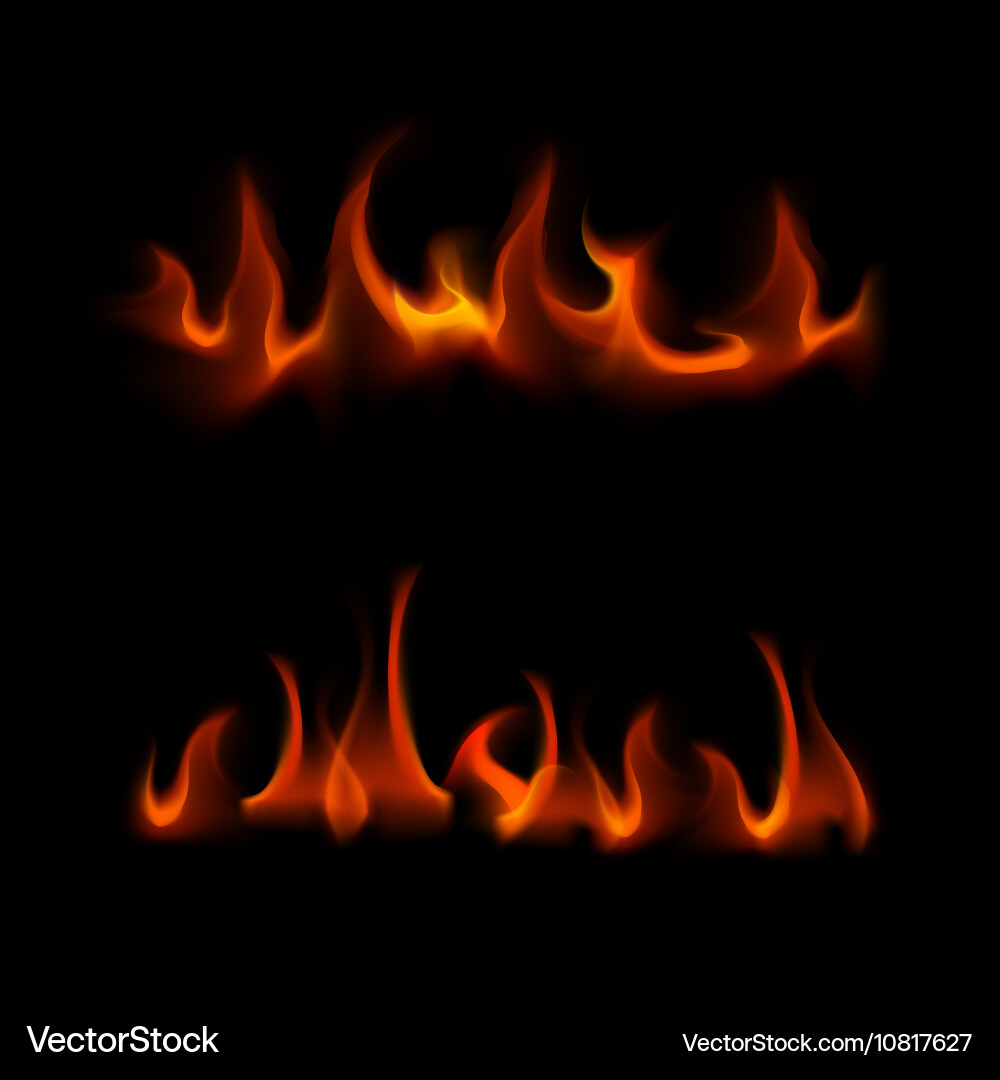 Set of different red fire flame bonfire isolated Vector Image