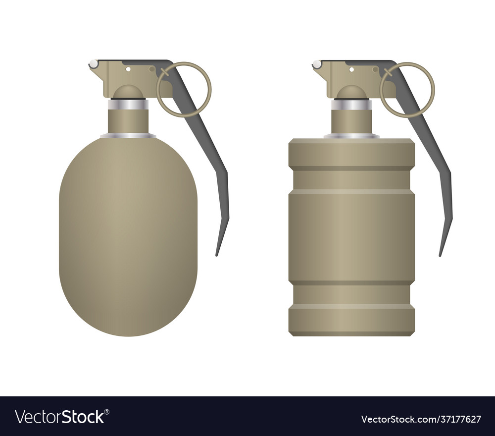 Set realistic hand grenade isolated on white Vector Image