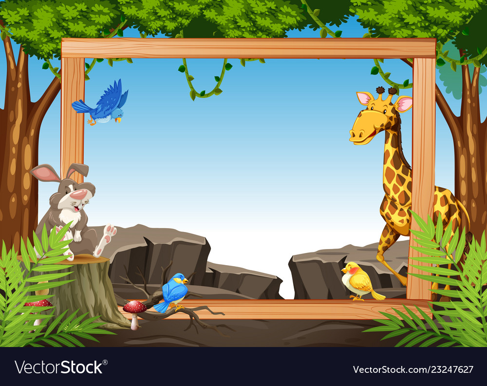 Wild animal on nature frame Royalty Free Vector Image