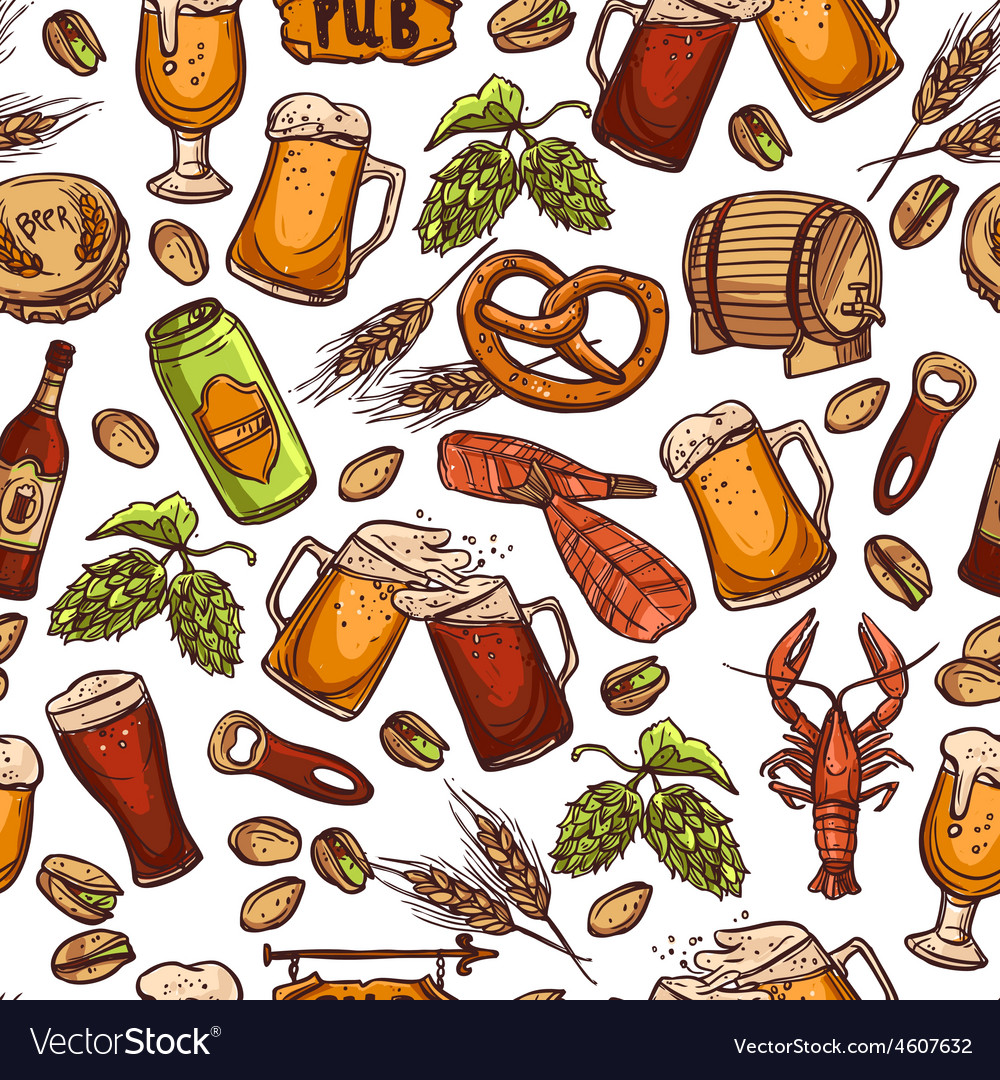 Beer seamless pattern Royalty Free Vector Image