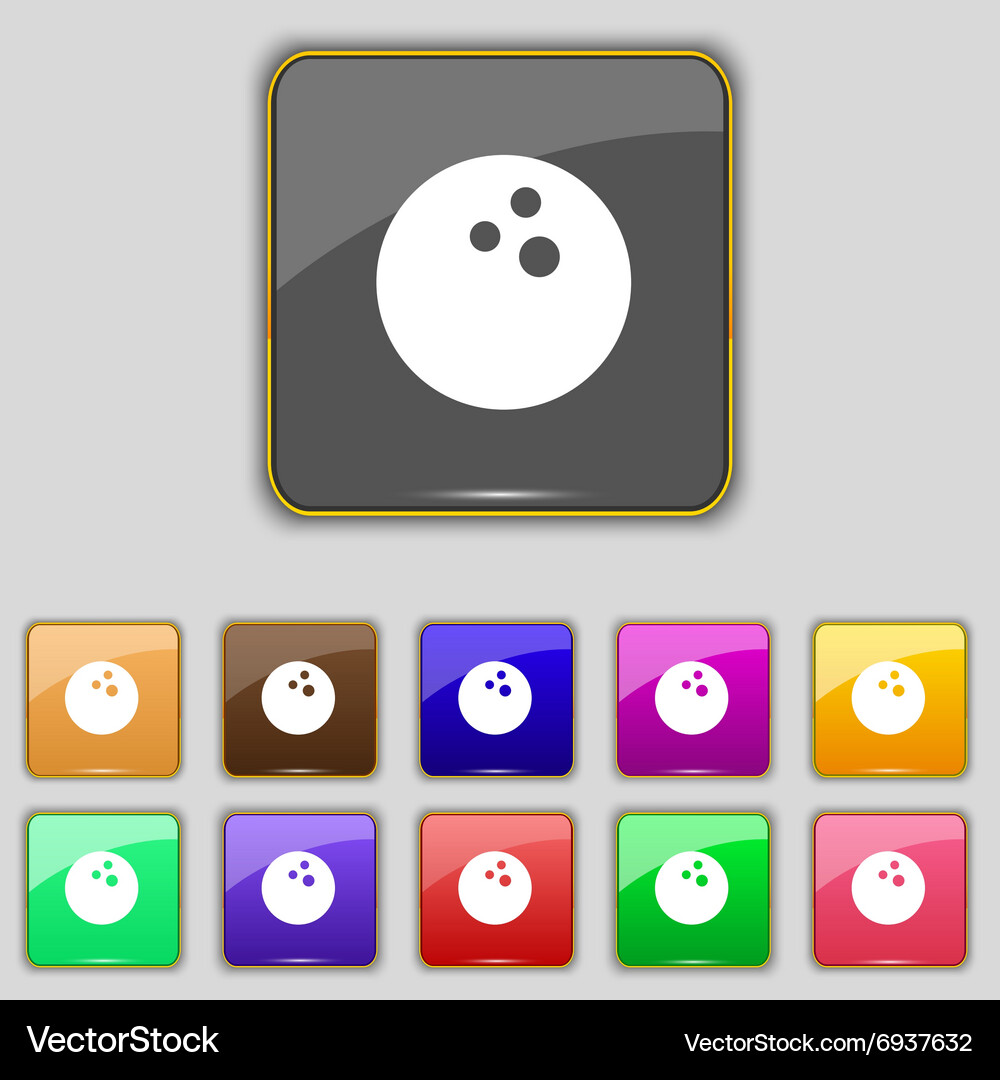 Bowling game ball icon sign set with eleven Vector Image