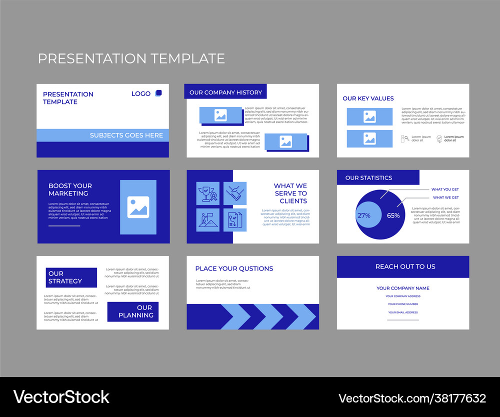 Company investment pitch decks template Royalty Free Vector