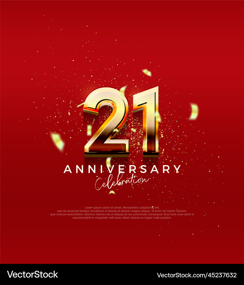 Golden number for 21st anniversary celebration Vector Image