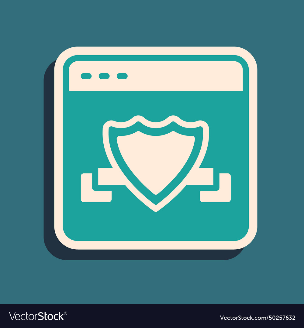 Green browser with shield icon isolated Royalty Free Vector