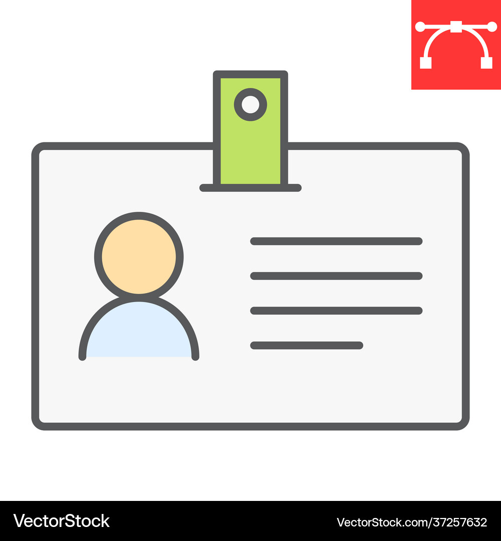 Id card color line icon identification and card Vector Image