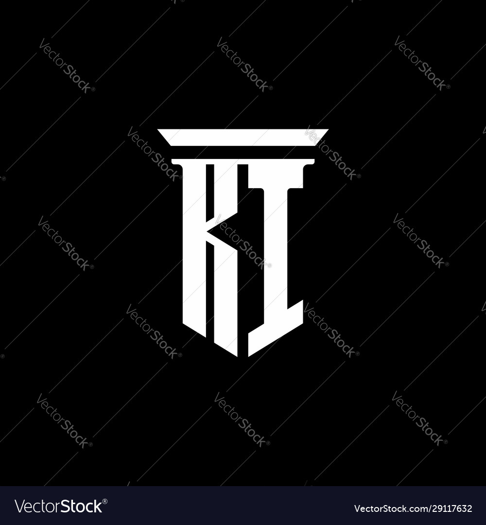 Ki monogram logo with emblem style isolated Vector Image