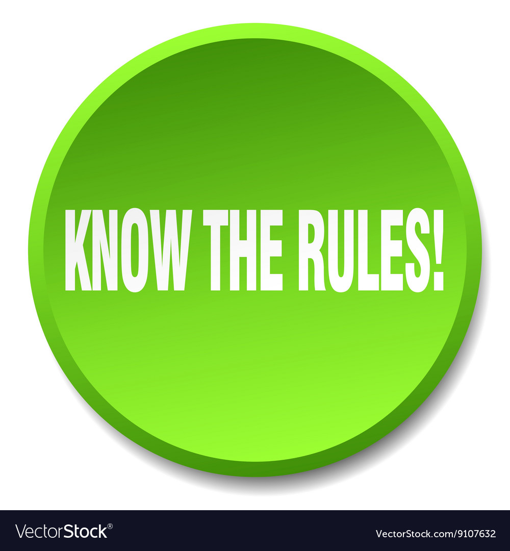 Know rules green round flat isolated push Vector Image