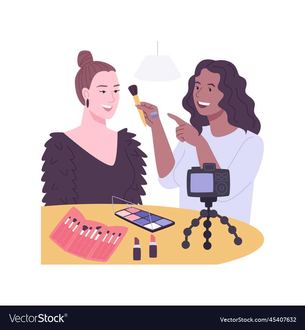 Makeup tutorial isolated cartoon Royalty Free Vector Image