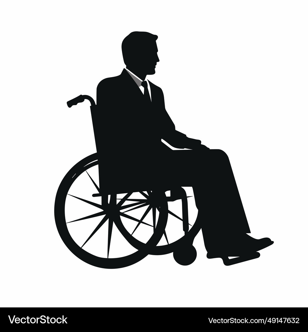 Man on a wheelchair black icon on white Royalty Free Vector