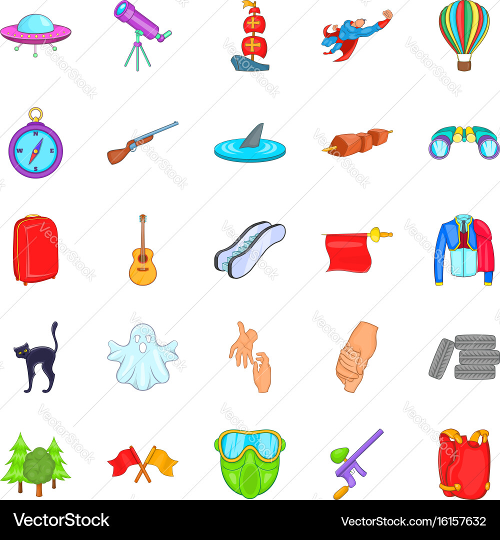 Mysterious things icons set cartoon style Vector Image