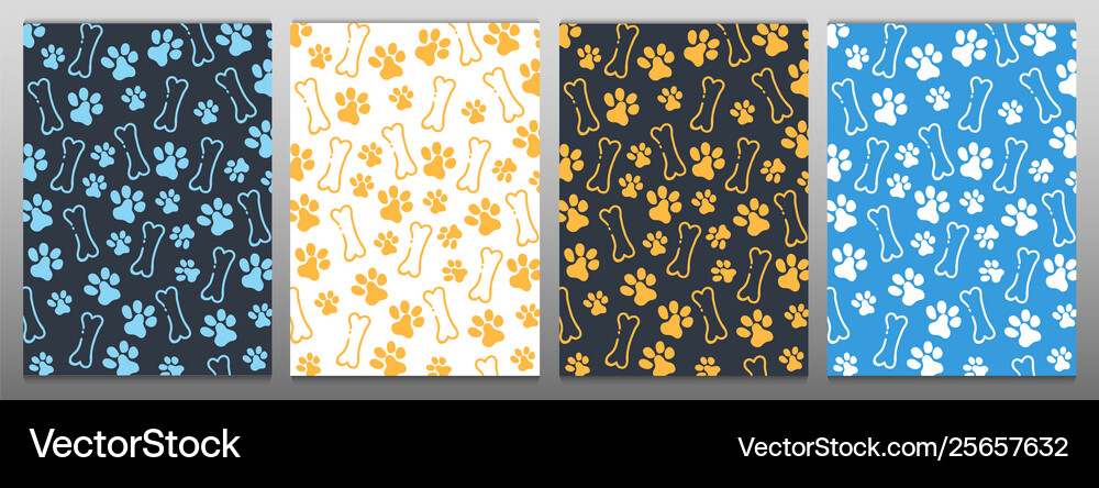 Pet Paw Print Doodle Background Royalty Free Vector Image