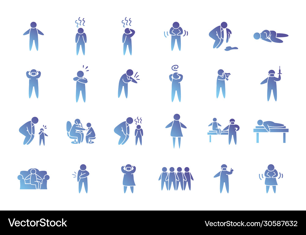 Pictograph persons with symptoms disease icon Vector Image