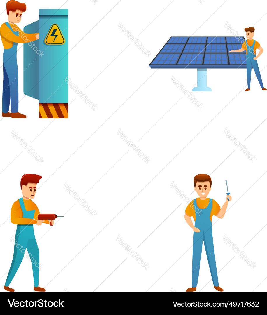 Repairman icons set cartoon switch board Vector Image