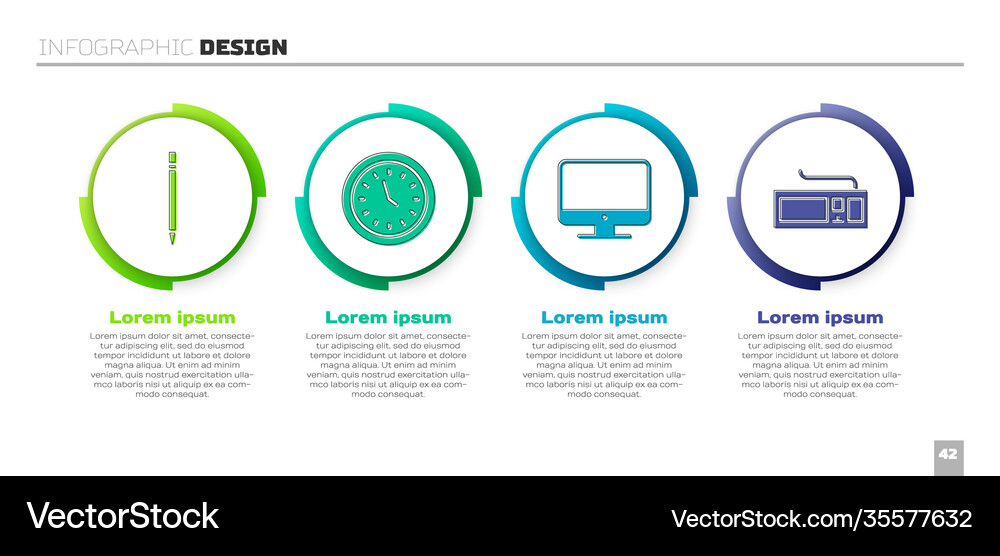 Set pencil with eraser clock computer monitor Vector Image