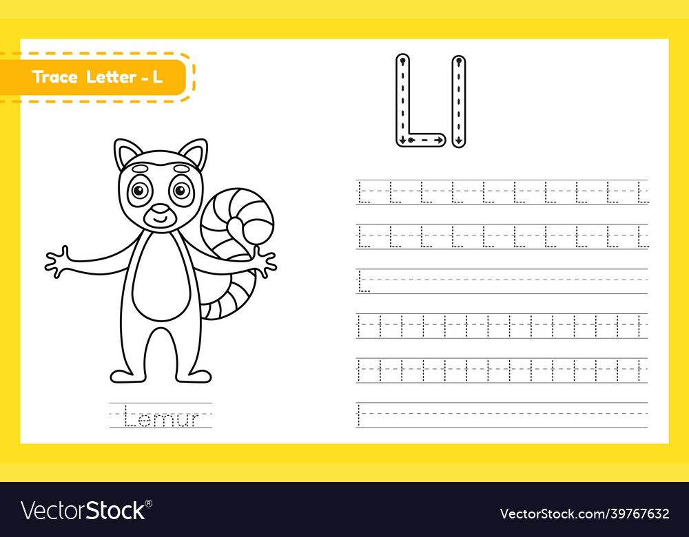 Trace letter l uppercase and lowercase alphabet Vector Image