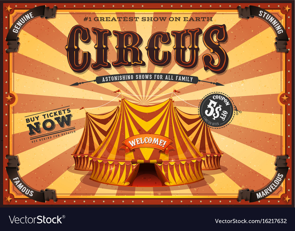 Vintage Grunge Circus Poster Royalty Free Vector Image, 46% OFF